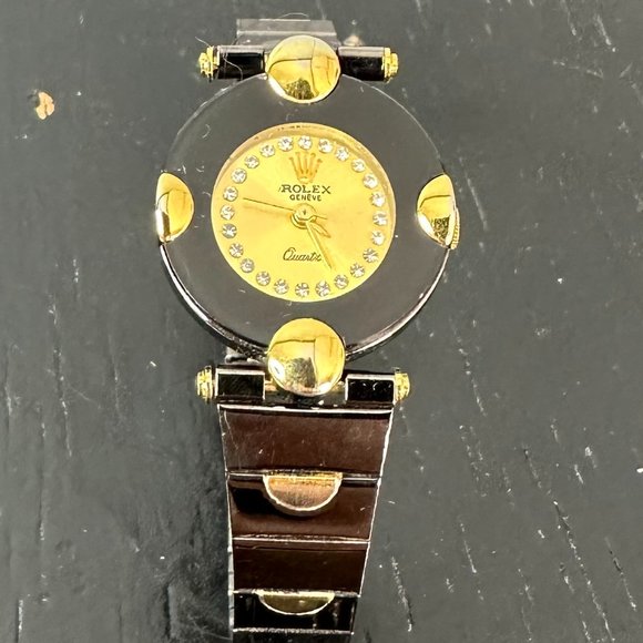 Accessories | Designer Womens Gold Rhinestones Stainless Steel Black ...